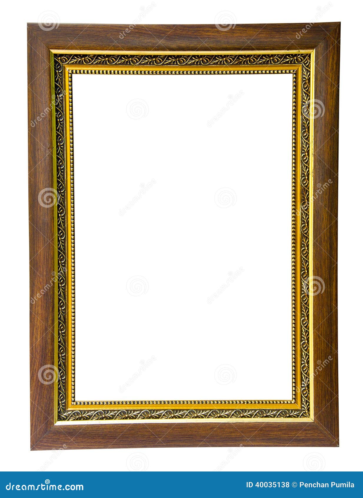 Antique Wood and Gold Frame Isolated on White Background Stock Photo ...
