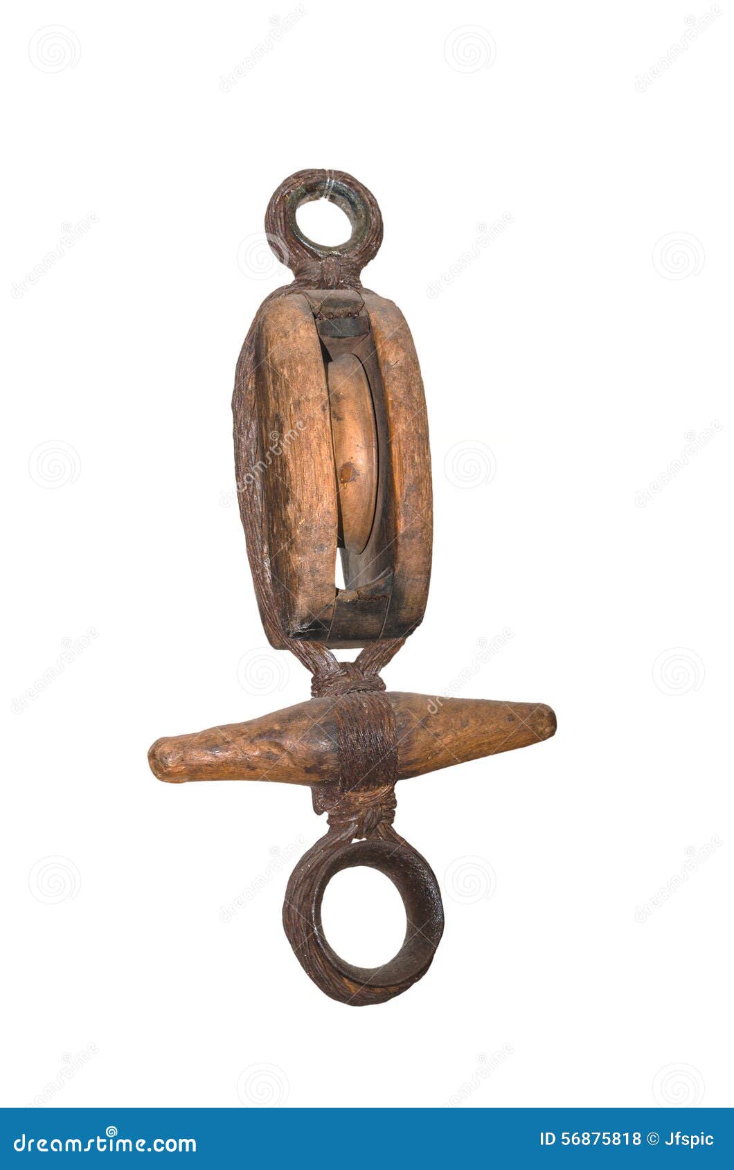Antique wooden pulley stock photo. Image of holder, pulley - 56875818