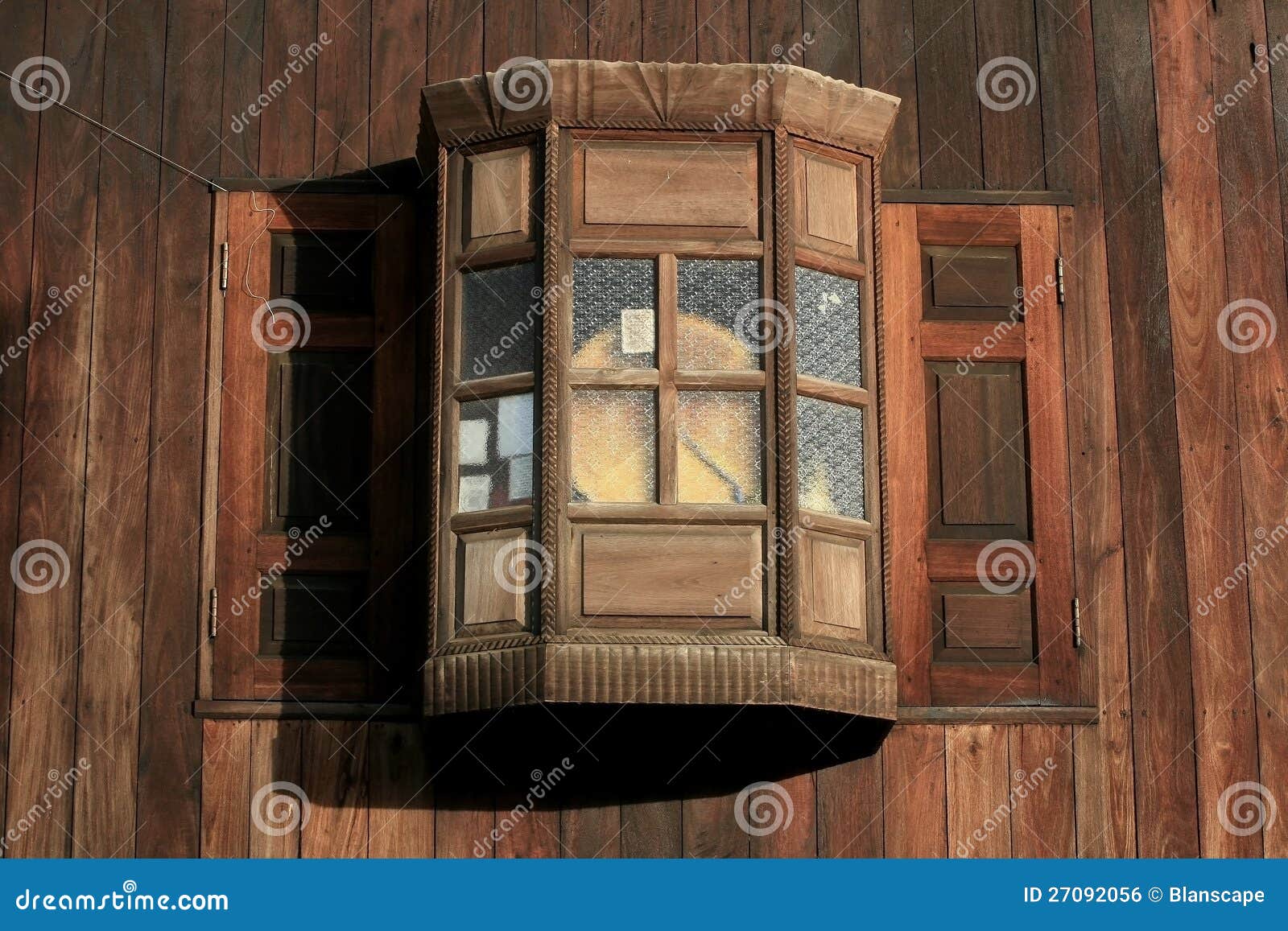 Antique Wooden Wall and Overlapped Window Stock Photo - Image of ...