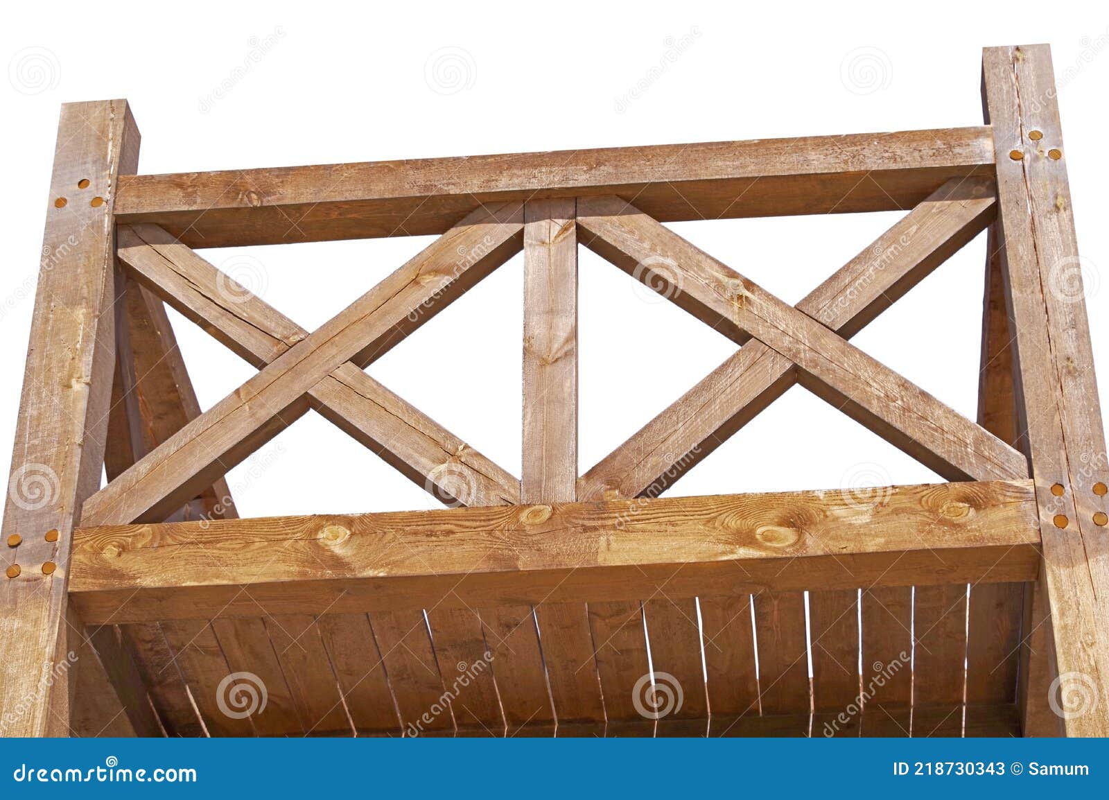 A Antique Wooden Watchtower on White Stock Image - Image of watching ...