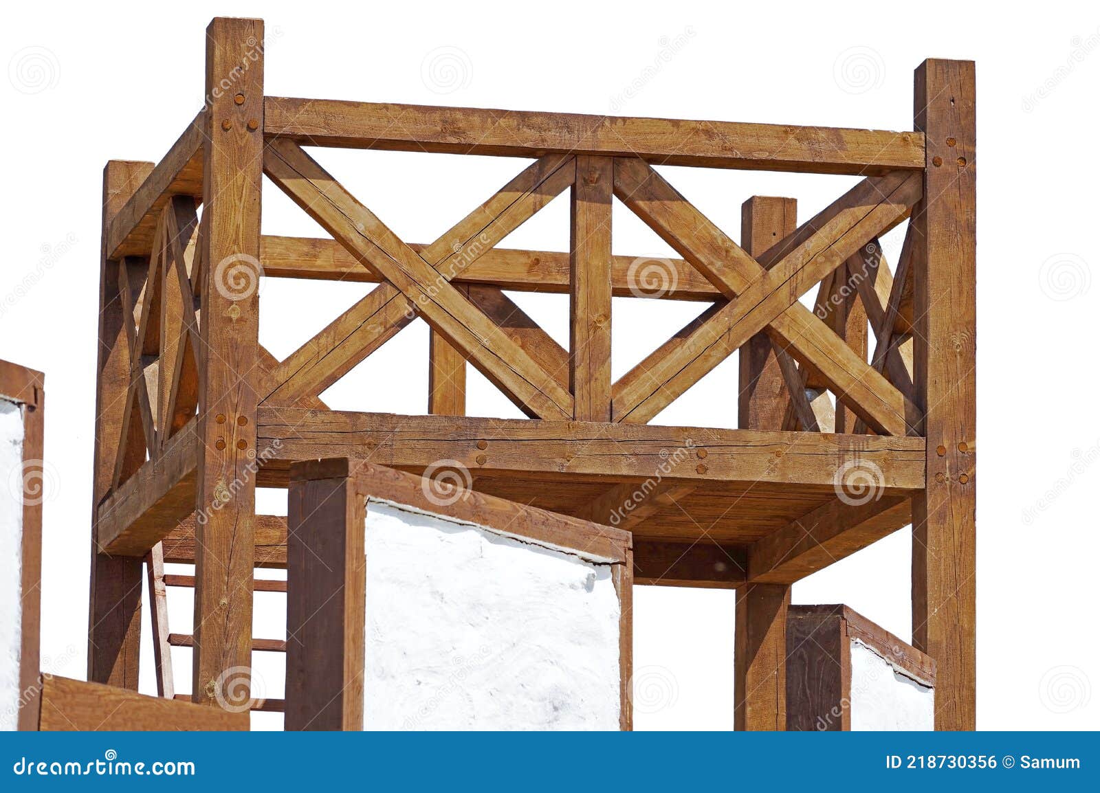 A Antique Wooden Watchtower on White Stock Photo - Image of nature ...
