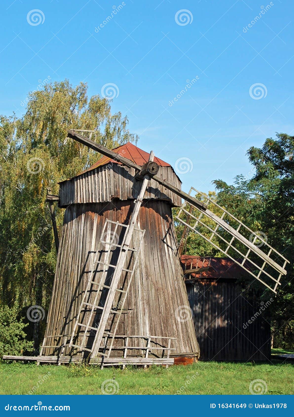 Antique wooden windmill stock image. Image of national - 16341649
