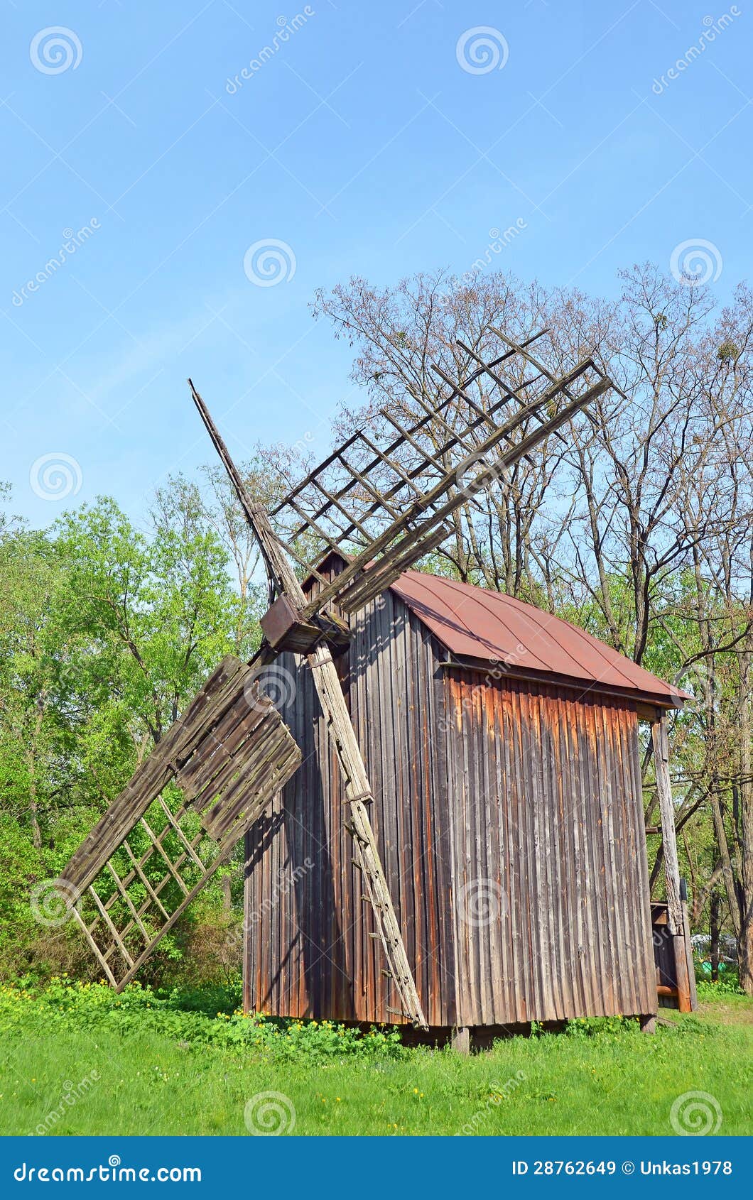 Antique wooden windmill stock image. Image of cloud, historic - 28762649