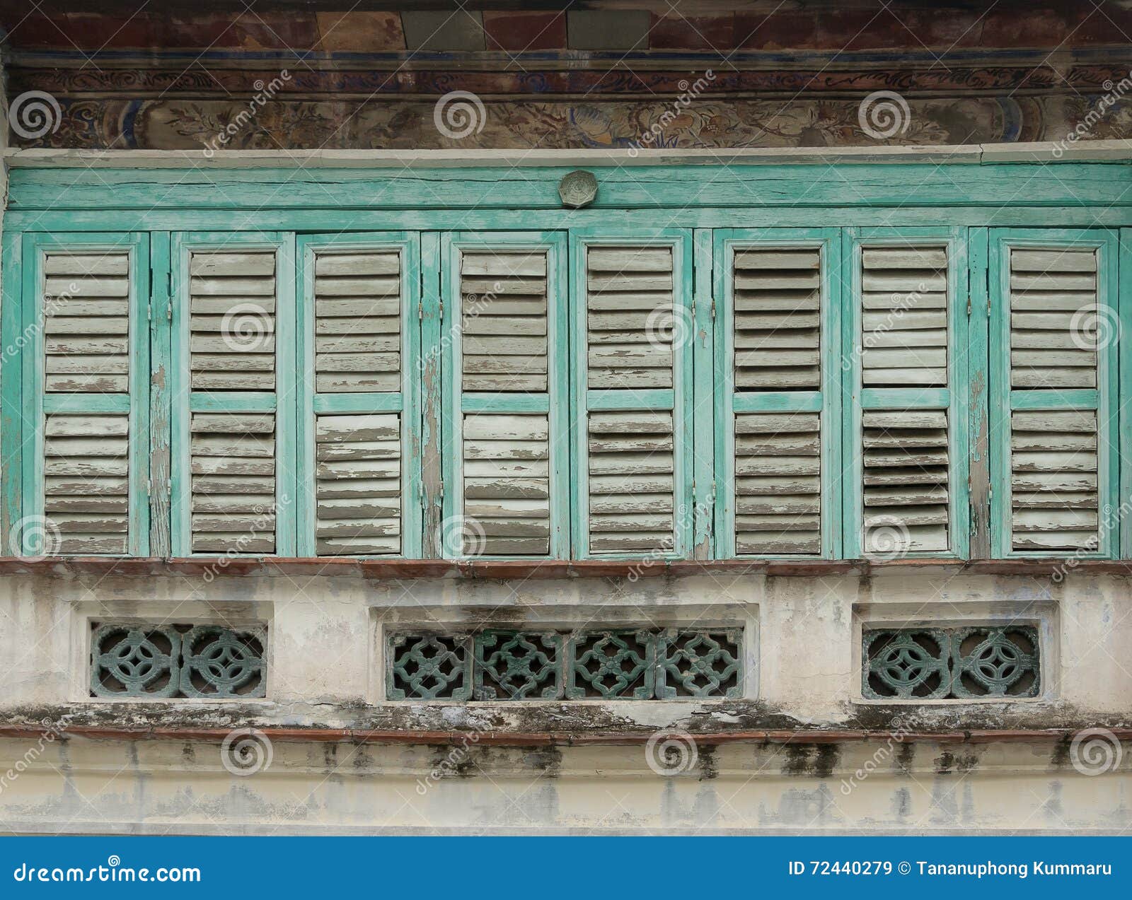 Antique Wooden Windows on an Old Building. Stock Image - Image of ...