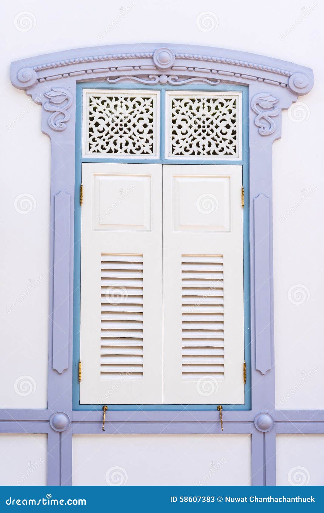 Antique wooden windows. stock image. Image of home, architectural ...