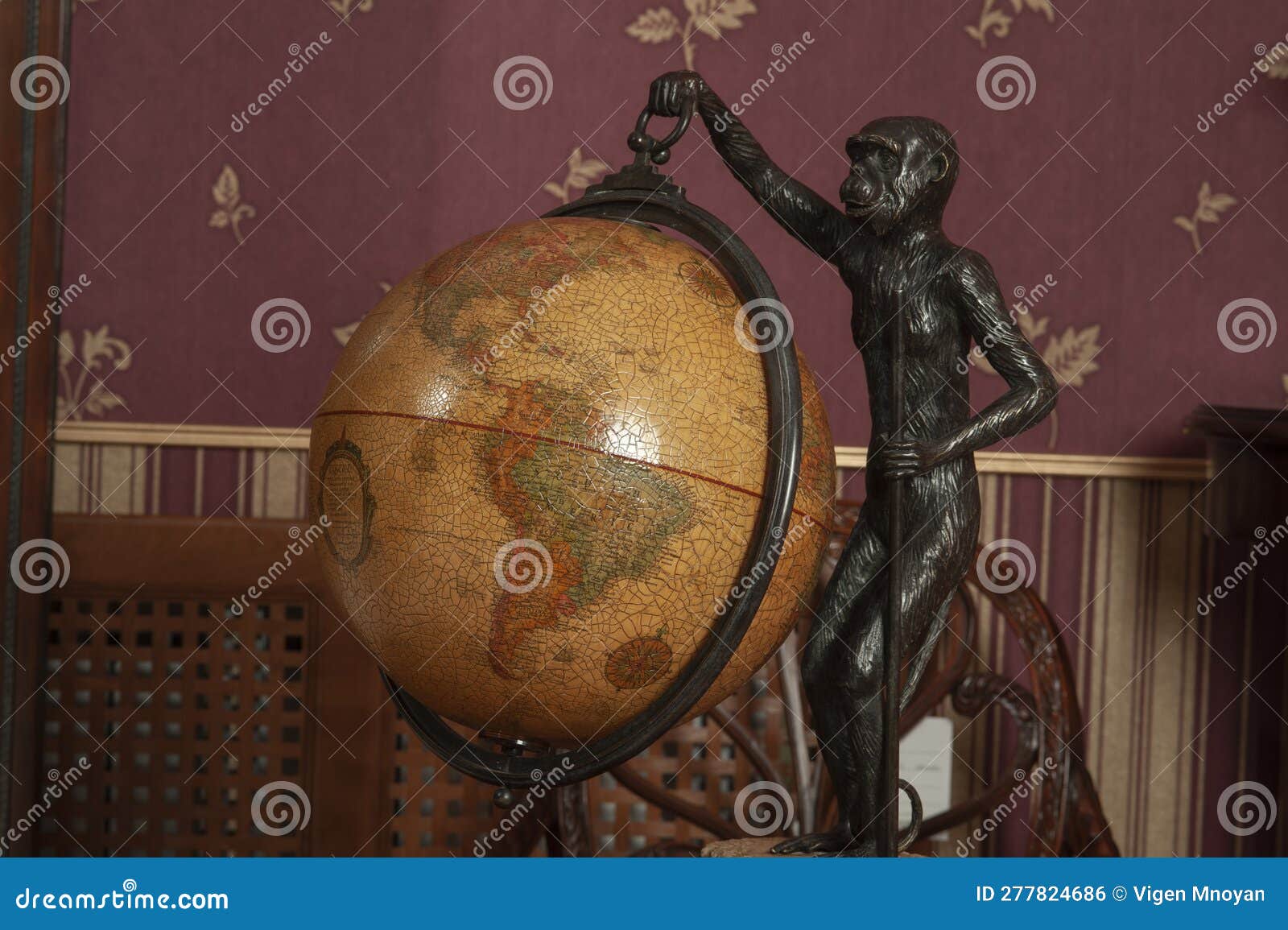 Antique World Globe in the Interior of a House . Editorial Photo ...