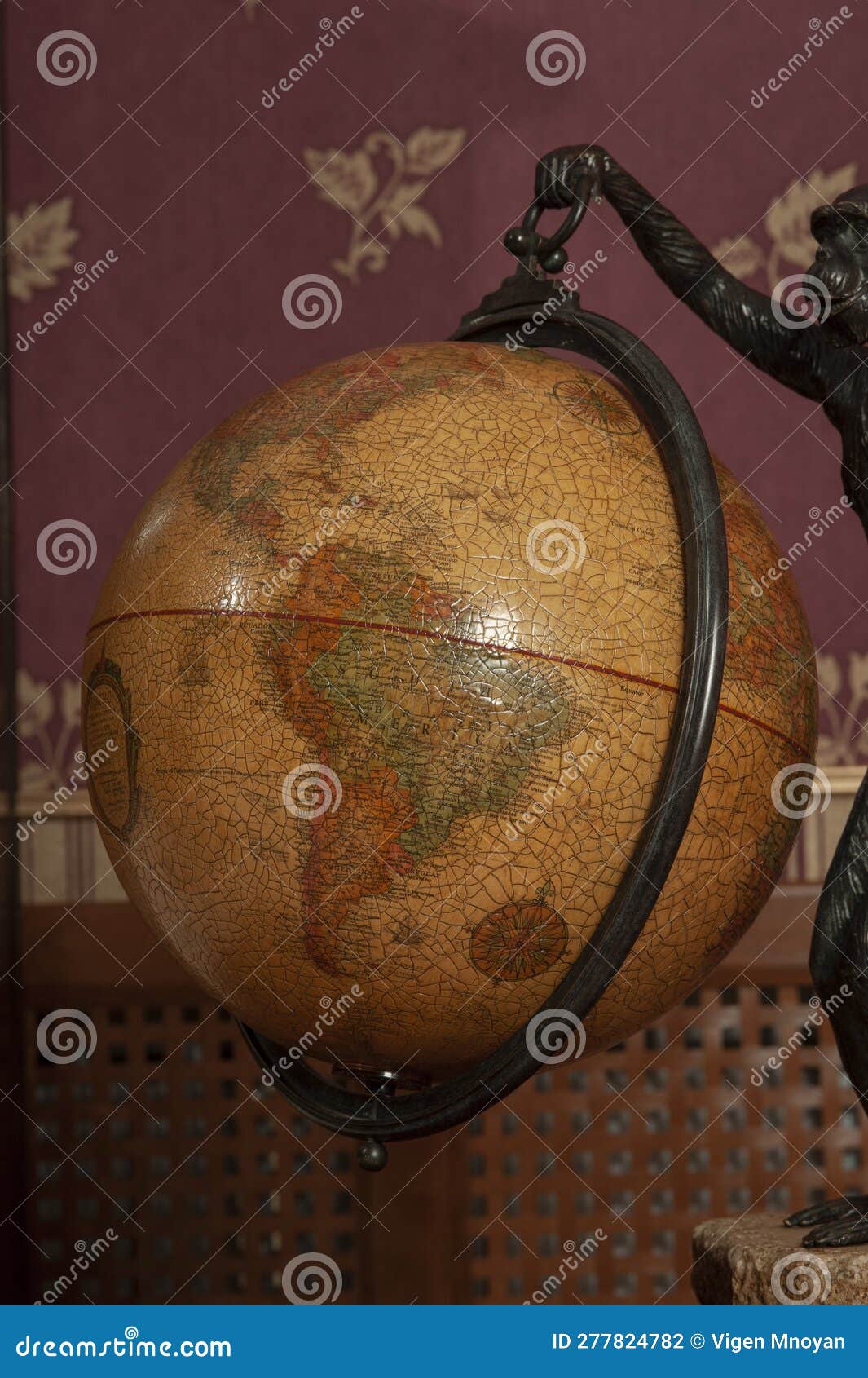 Antique World Globe in the Interior of a House . Stock Photo - Image of ...