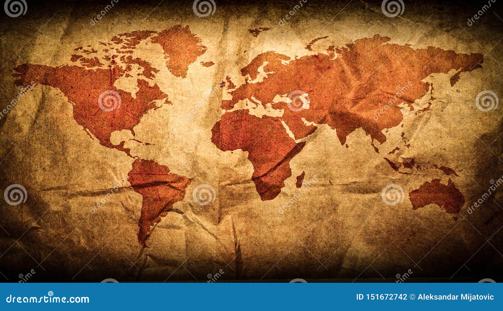 Antique World Map in Grunge Wooden Frame Stock Photo - Image of antique ...