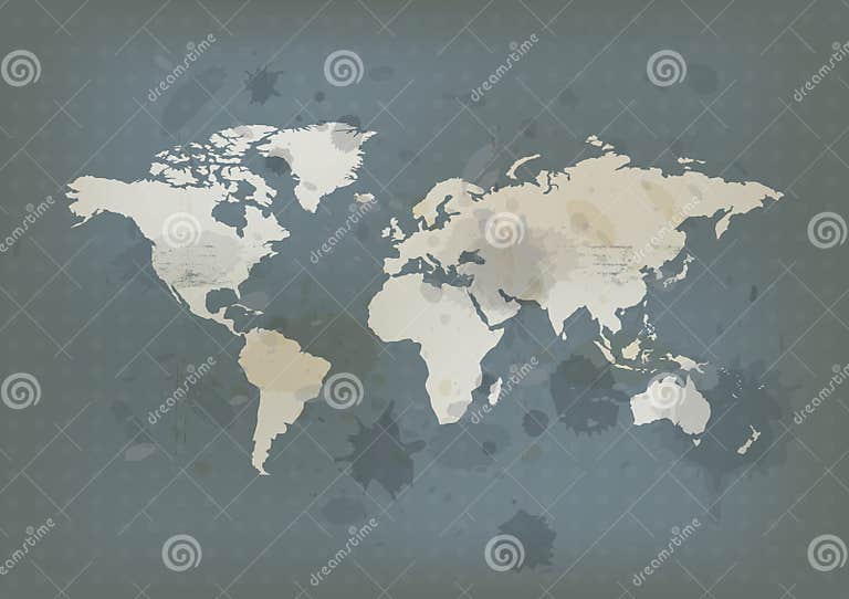 Antique World Map and Ink Splatter Stock Vector - Illustration of ...
