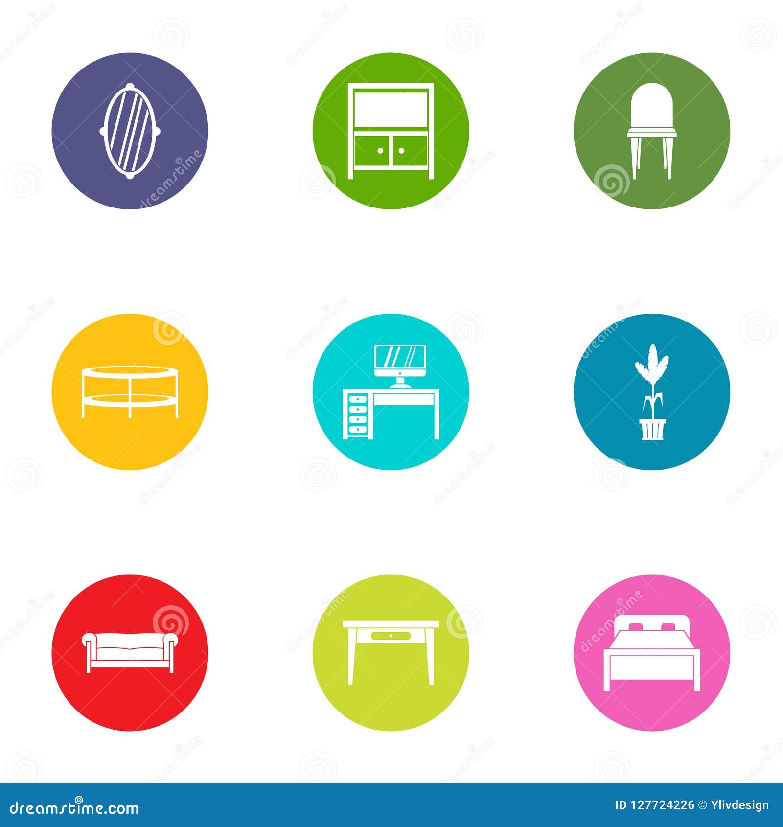 Antiques Icons Set, Flat Style Stock Vector - Illustration of native ...