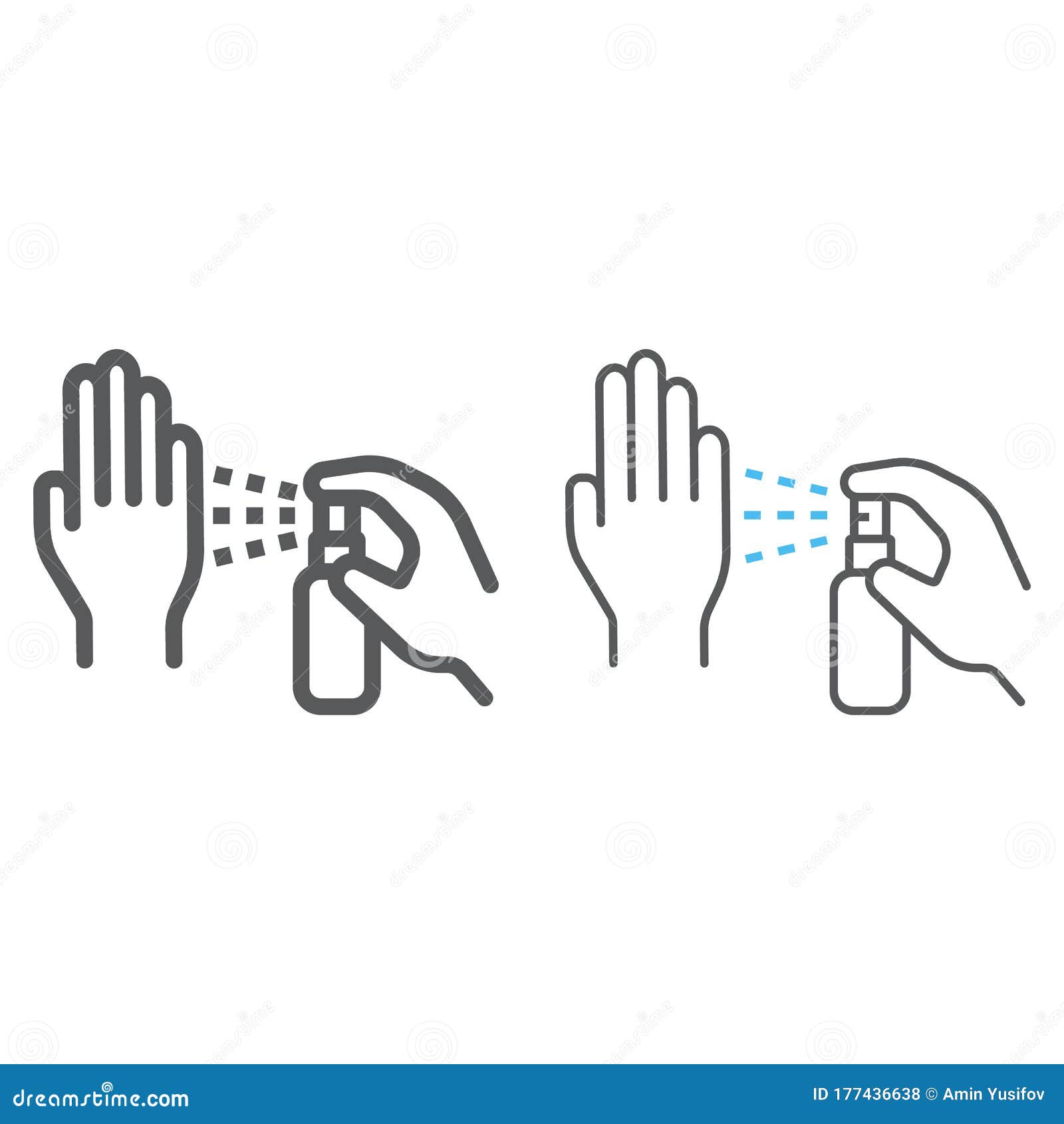 Antiseptic for Hands Line and Color Line Icon, Wash and Hygiene ...