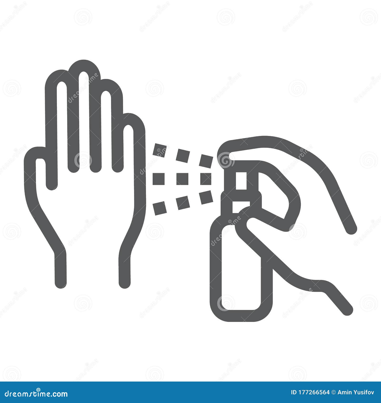 Antiseptic for Hands Line Icon, Wash and Hygiene, Antibacterial Spray ...