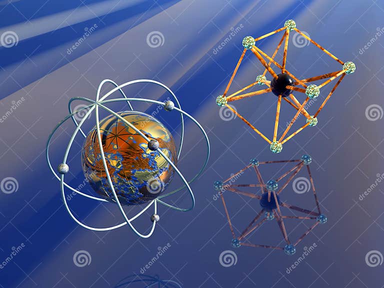 Antistoff- und Eisenatom. stock abbildung. Illustration von hintergrund ...