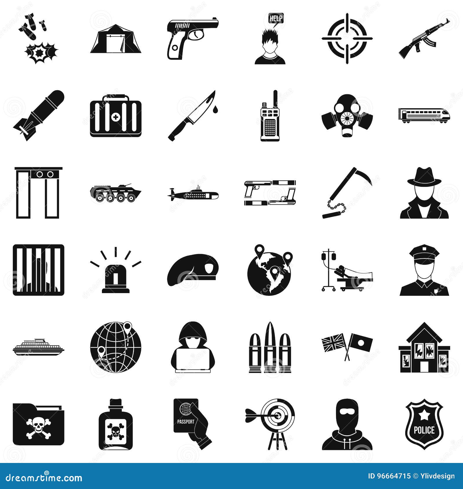 Antiterrorist Organization Icons Set, Simple Style Stock Vector ...