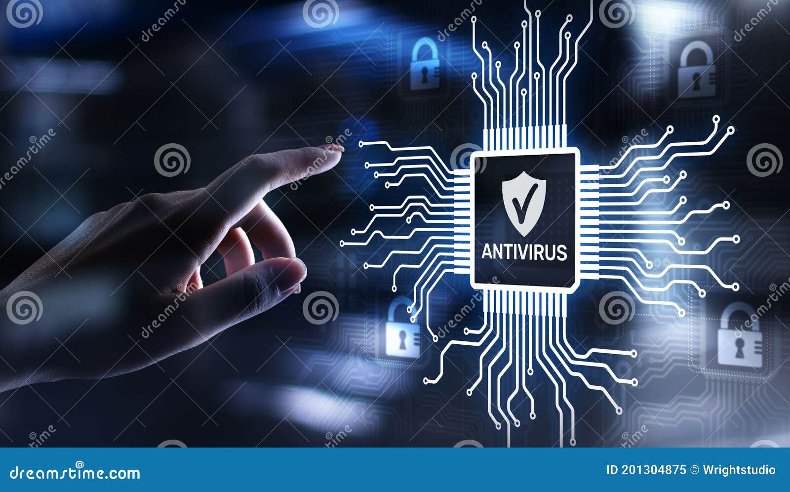 Antivirus Cyber Security Data Protection Technology Concept on Virtual ...