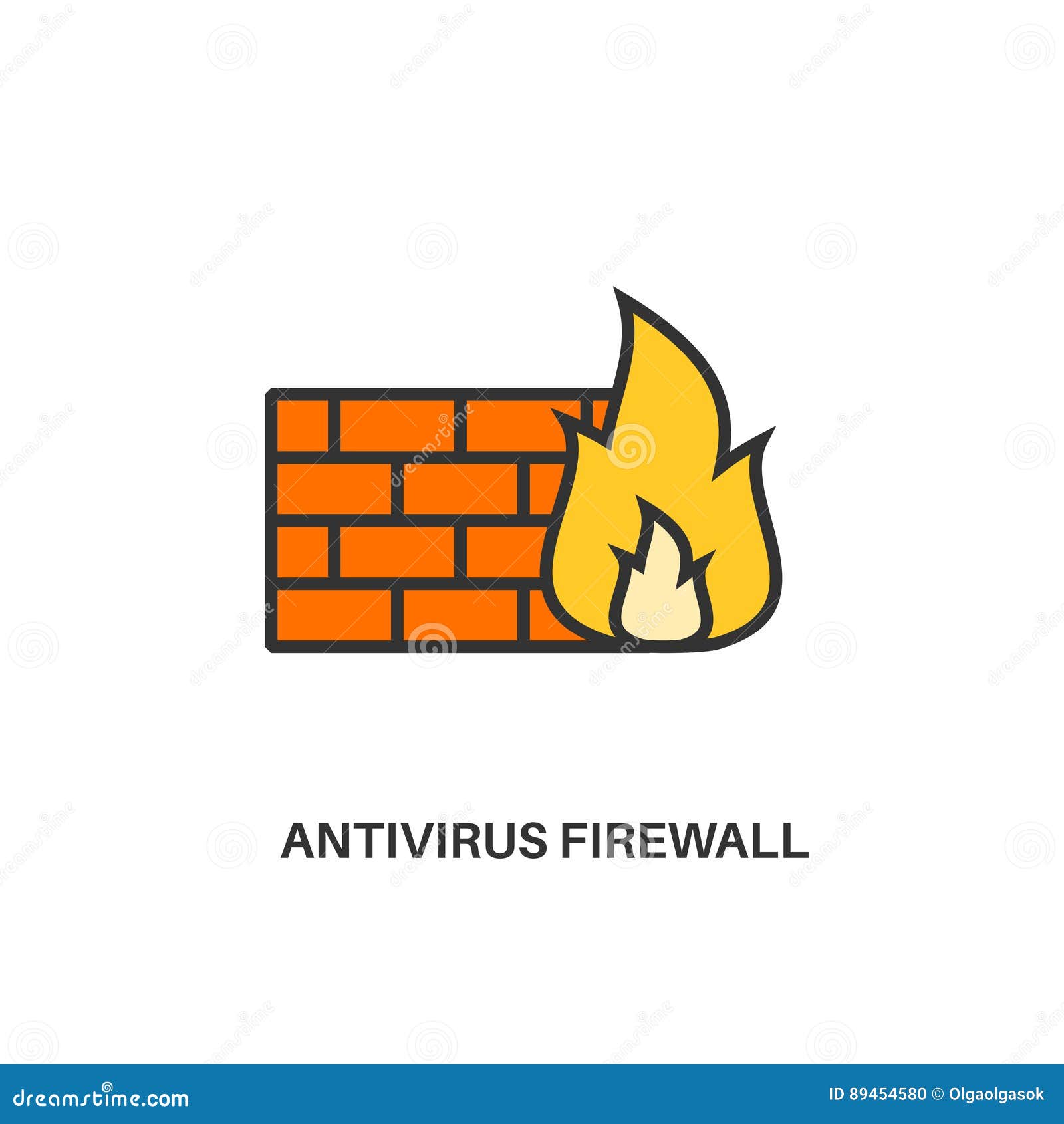 Antivirus Firewall Concept 2 Colored Cartoon Vector | CartoonDealer.com ...