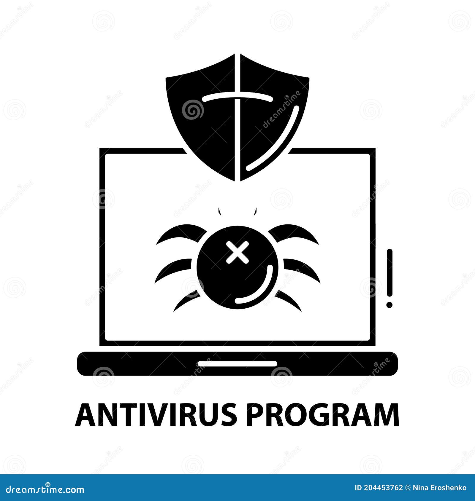 Antivirus Program Icon, Black Vector Sign with Editable Strokes ...