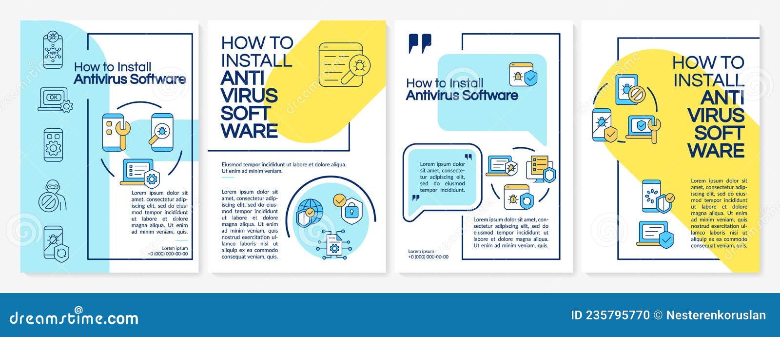 Antivirus Program Installation Tips Brochure Template Stock Vector ...