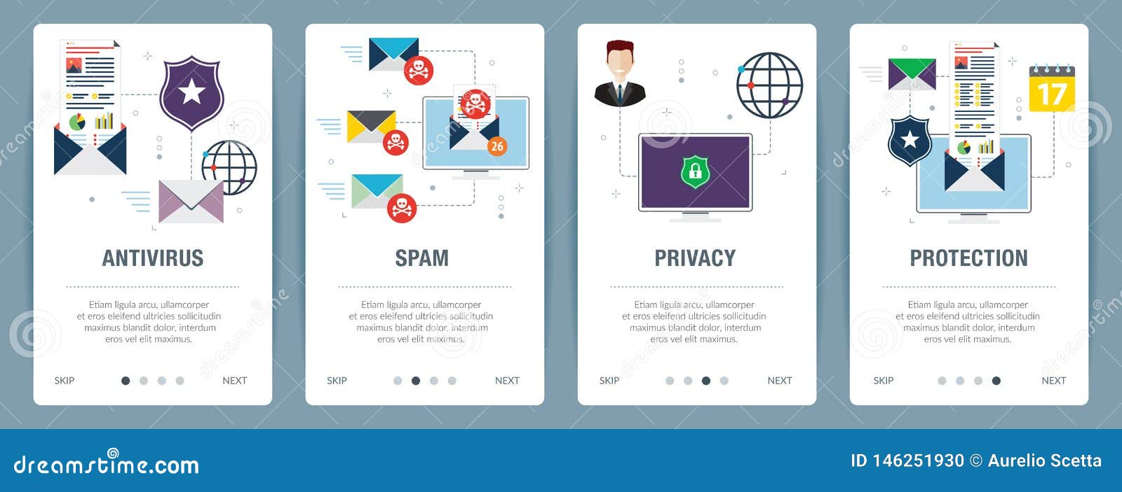 Antivirus for Protection, Security and Blocking Spam Stock Vector ...