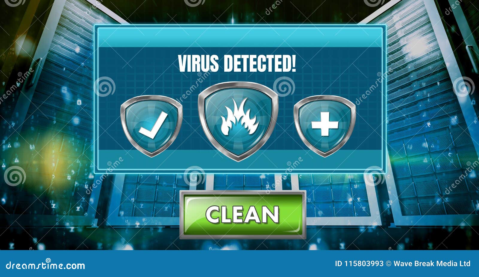 Antivirus Security Protection Shields Software with Servers Stock ...