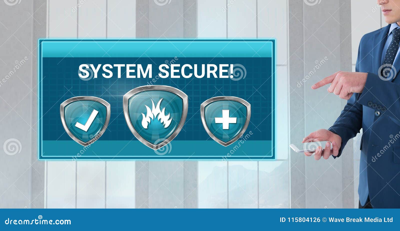 Antivirus Security Protection Shields with System Secure Text Stock ...