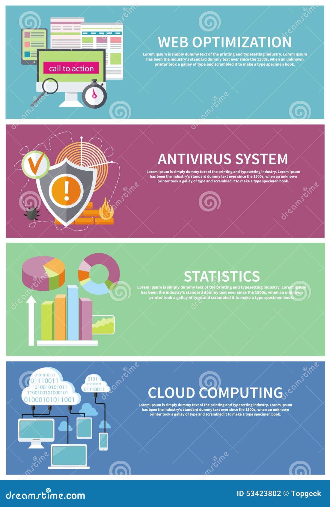 Antivirus System, Cloud Computing, Statistics Vector Illustration ...