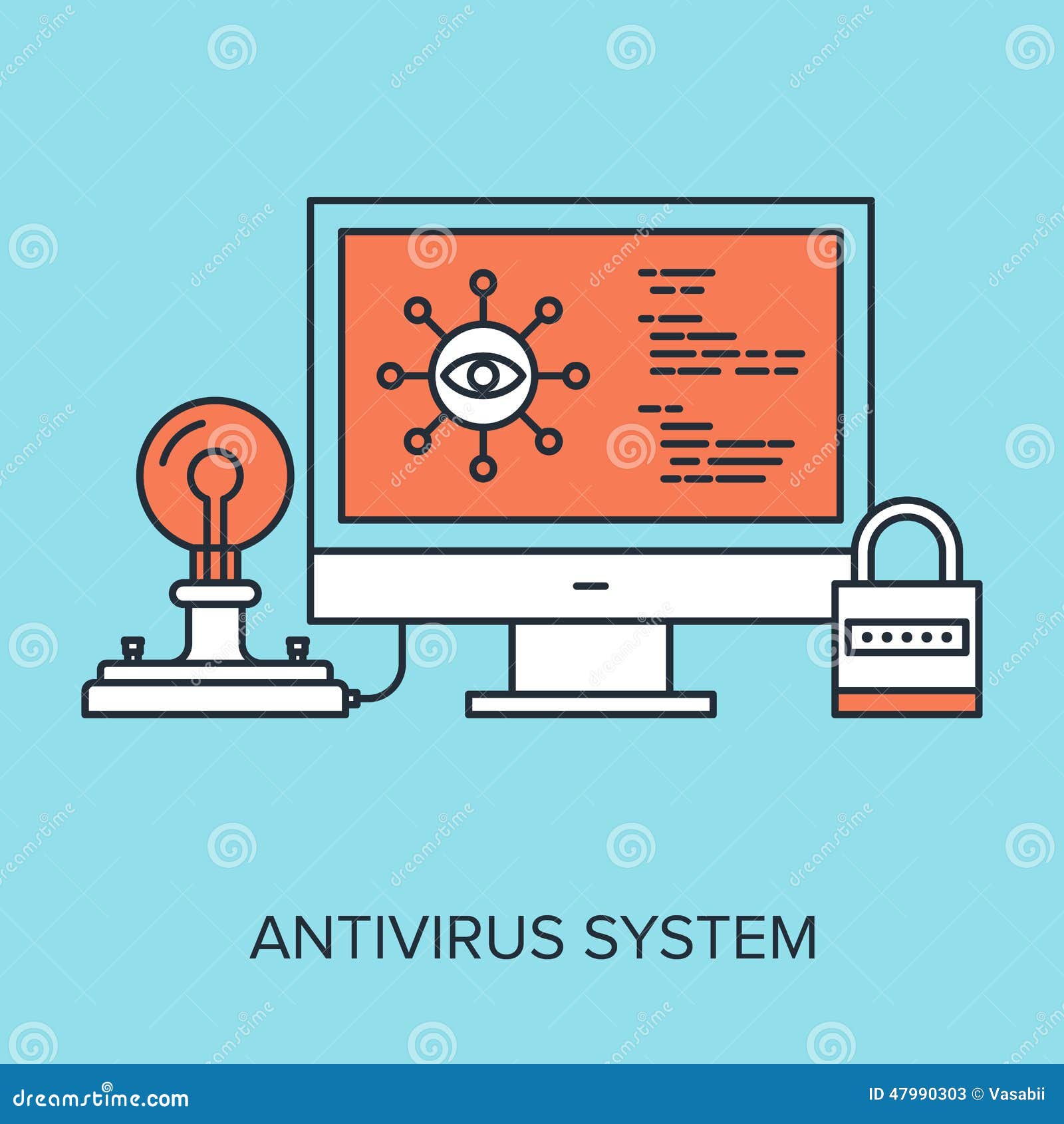 Antivirus System Cartoon Vector | CartoonDealer.com #47990303