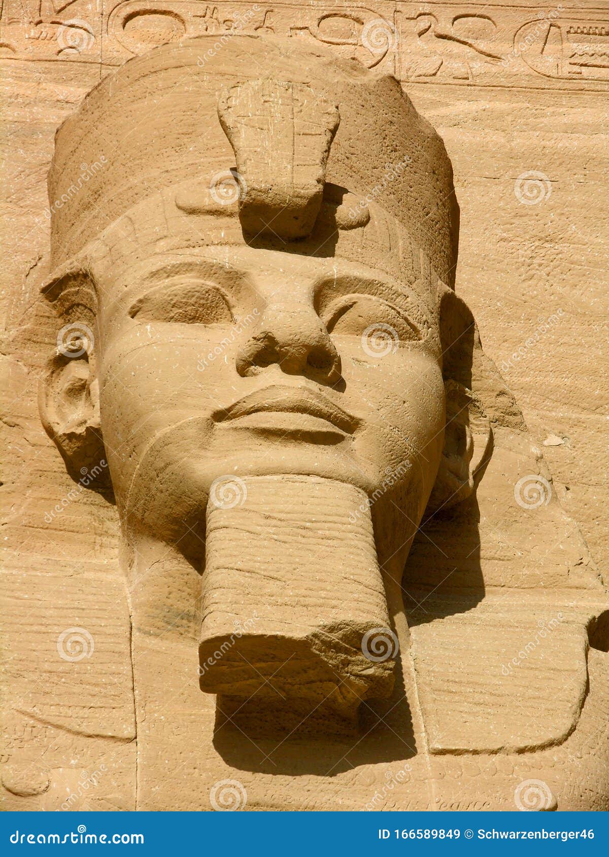 Face of the Ancient Egyptian Pharaoh Ramses II in Abu Simbel Stock ...