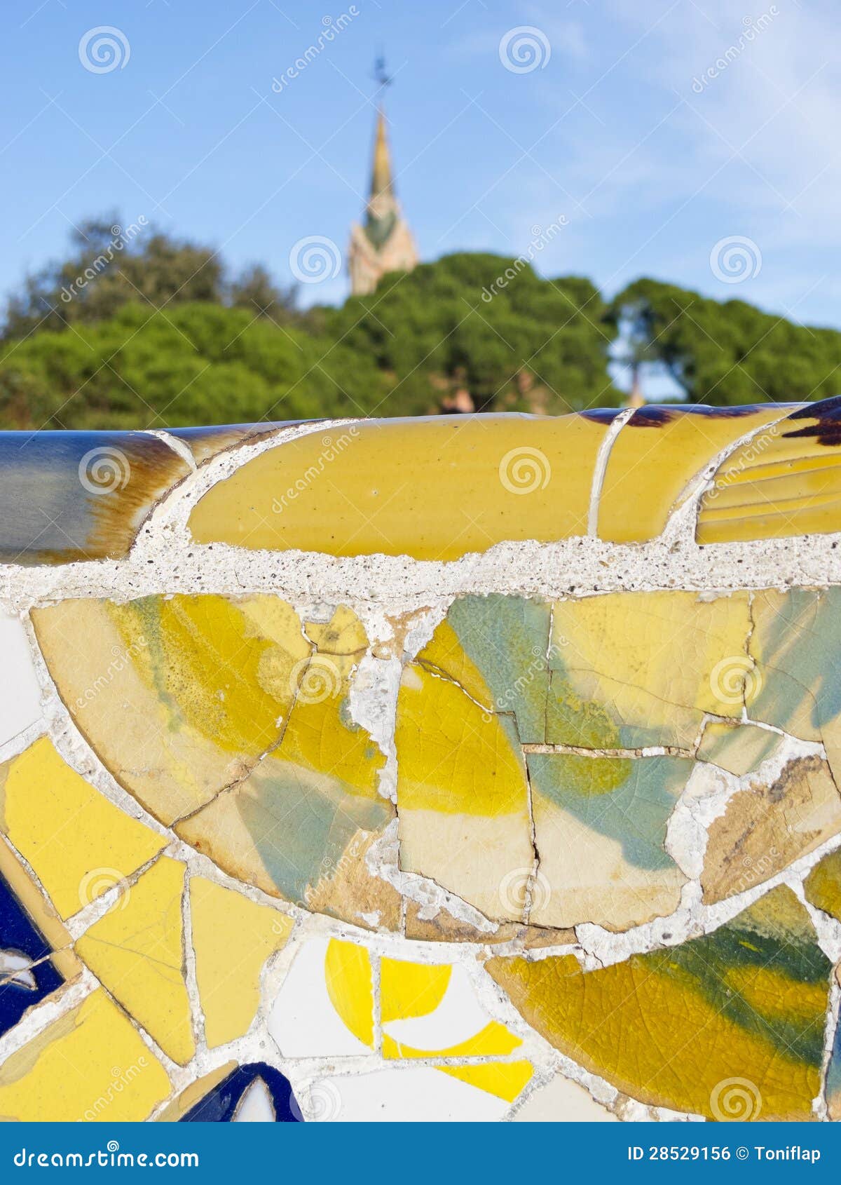 Antoni Gaudi Ceramic Bench in Park Guell Stock Photo - Image of ceramic ...