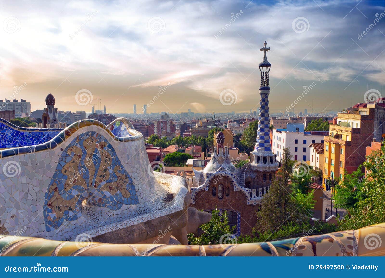 Antonio Gaudi in Park Guell, Barcelona Stock Photo - Image of abstract ...