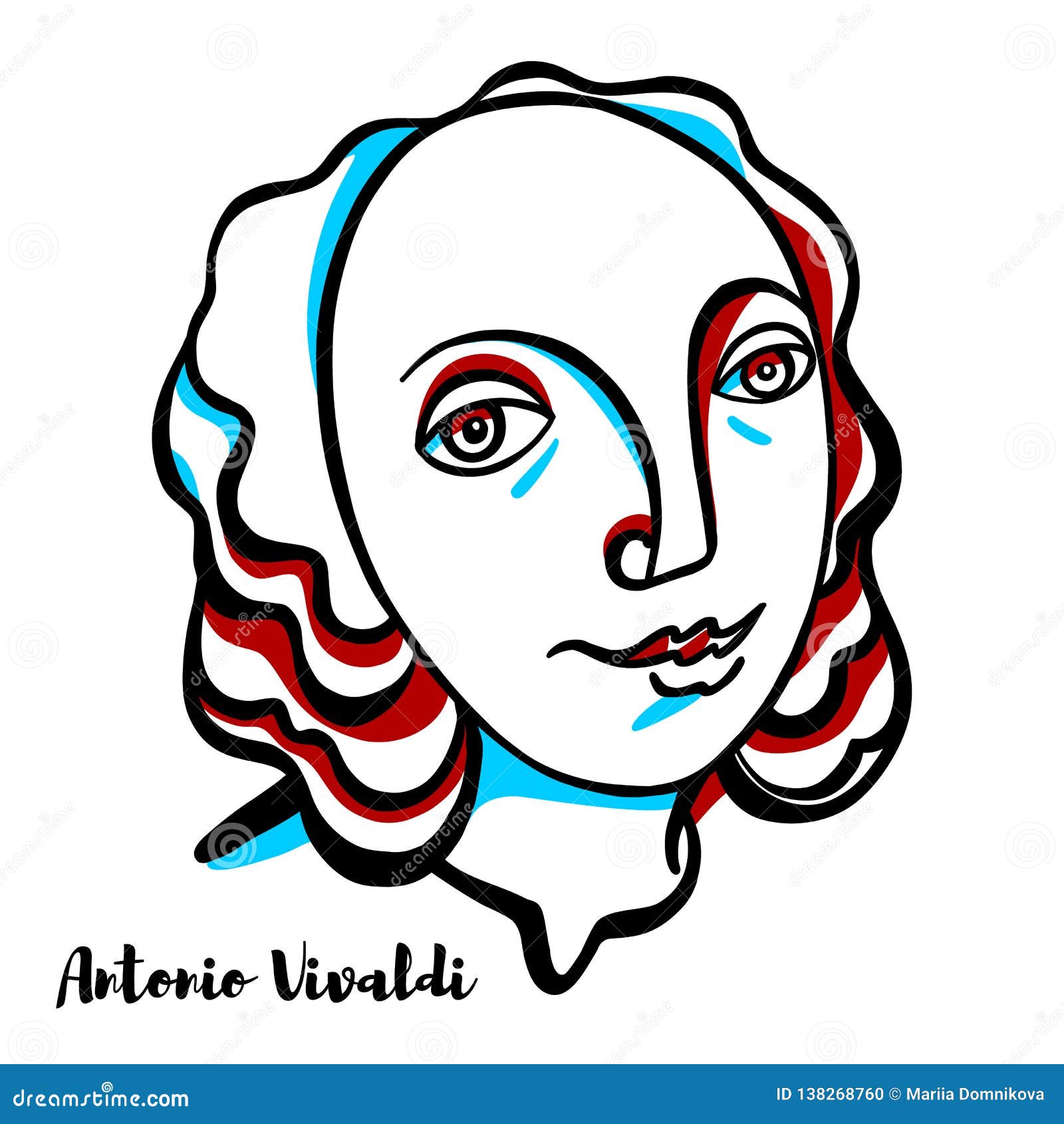 Antonio Vivaldi Portrait ilustração do vetor. Ilustração de isolado ...
