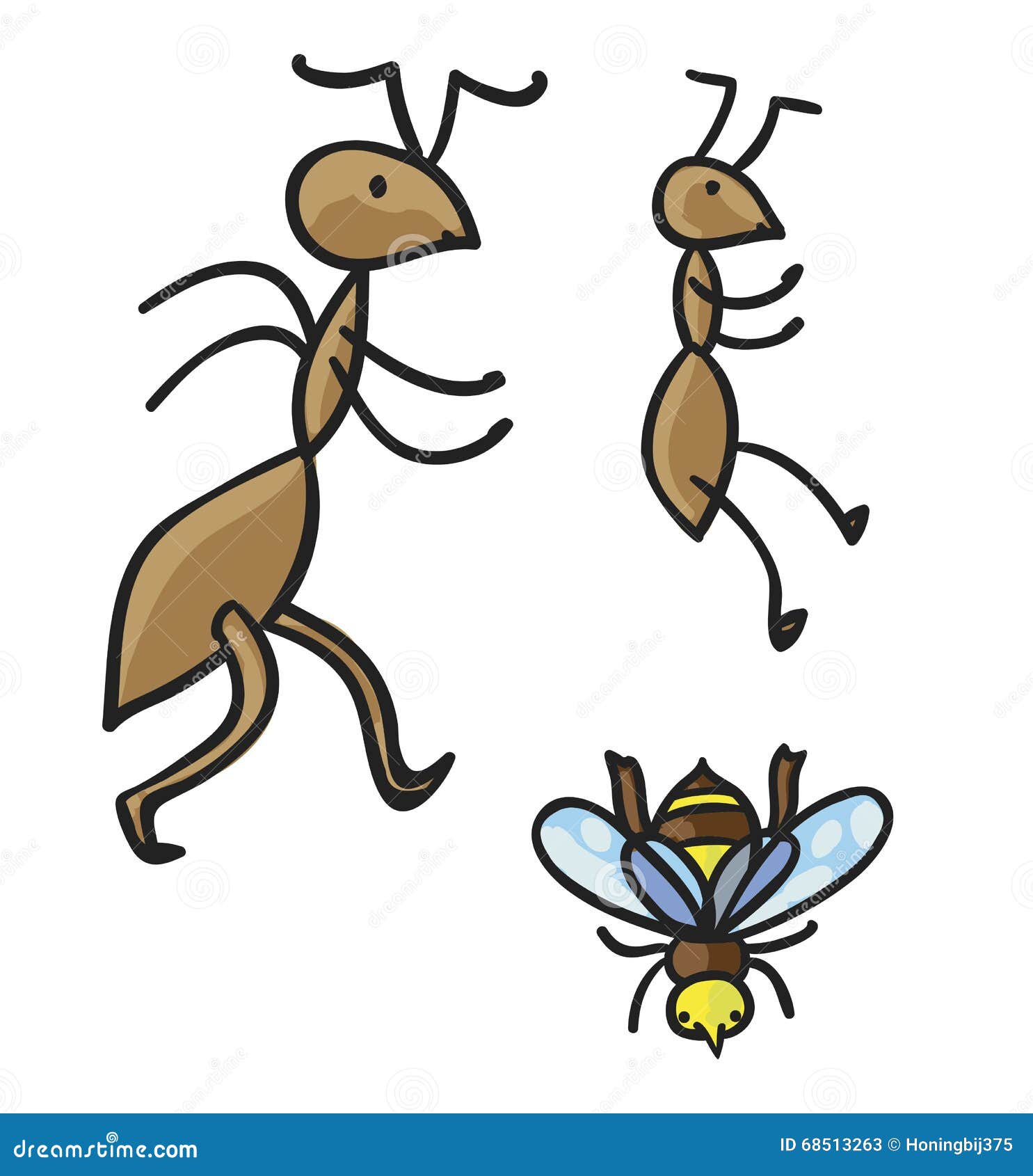 Ants and Bee. Vector Illustration Stock Vector - Illustration of ...