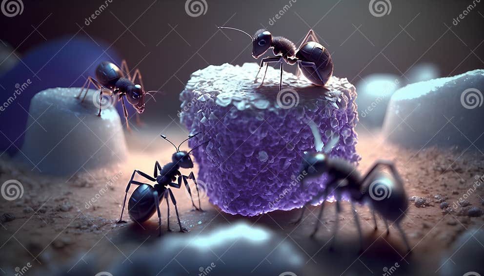 Ants and Blood Cell, 3D Render of Ants and Blood Cell Stock ...