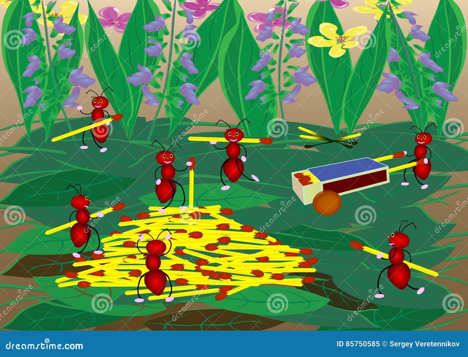 Cartoon Ants Colony And Ant Hill | CartoonDealer.com #77834495