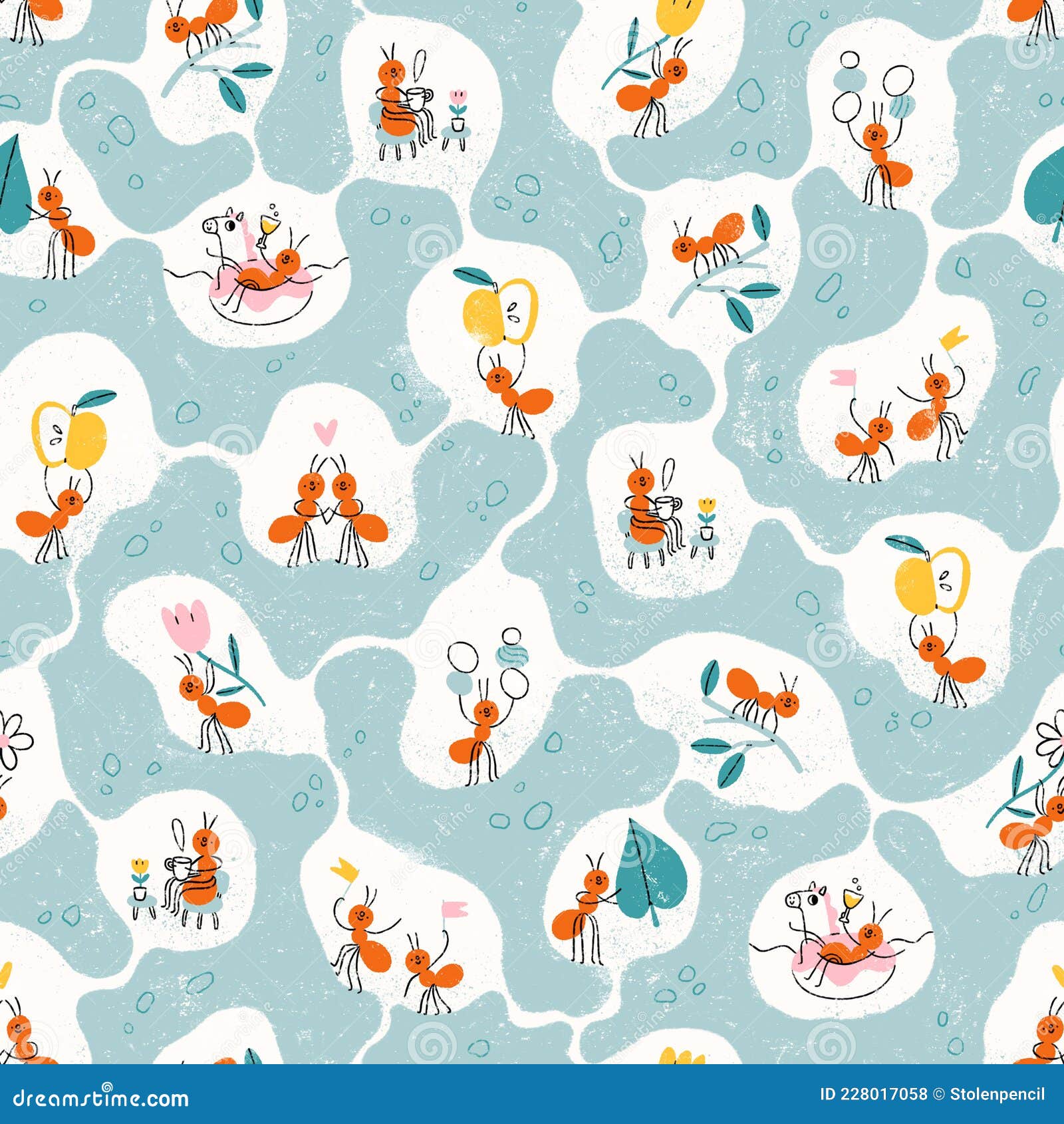 Ants Busy and Relaxing Life Pattern Stock Illustration - Illustration ...