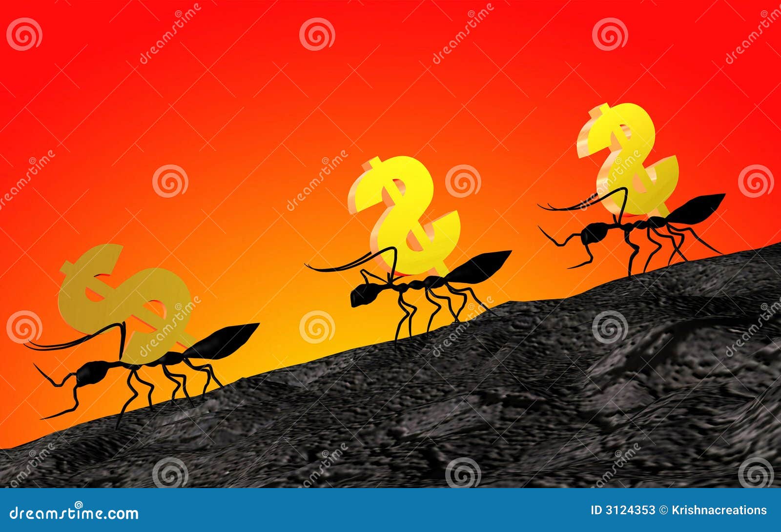 Ants carrying dollars stock illustration. Illustration of economy - 3124353