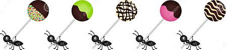 Ants carrying lollipops stock vector. Illustration of scrapbook - 69673225