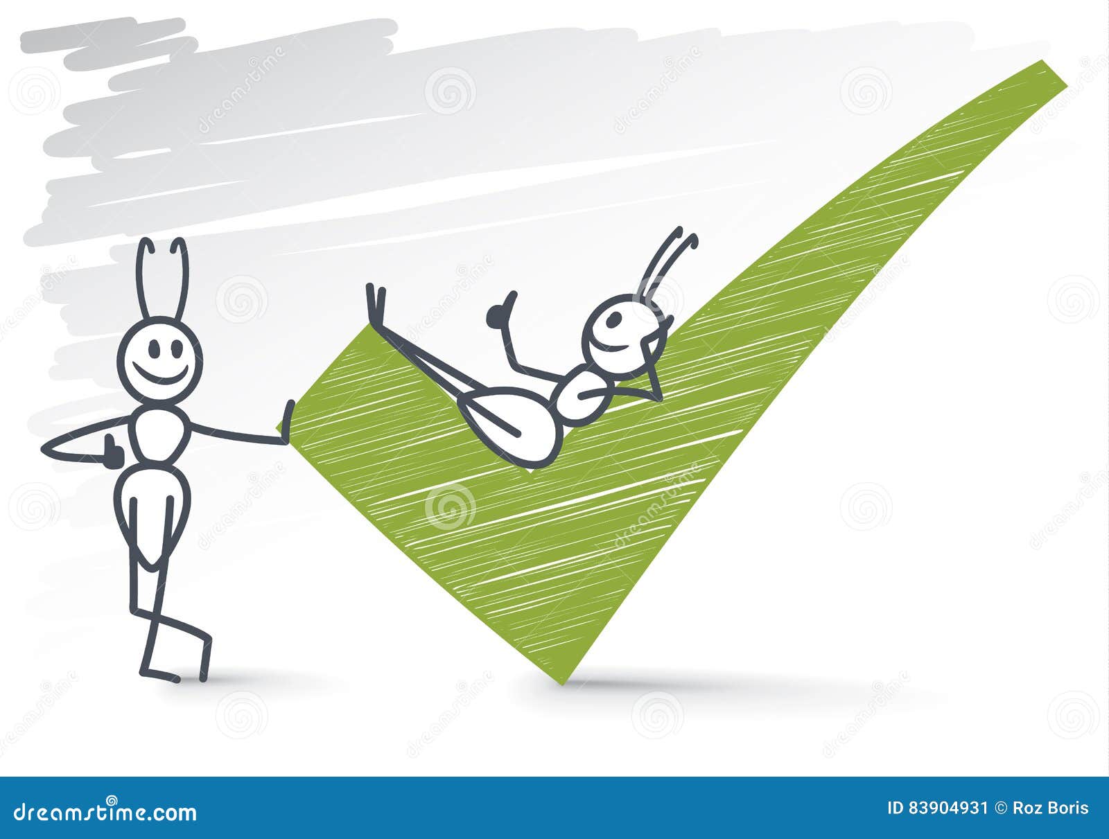 2 ants and a checkmark stock vector. Illustration of animal - 83904931