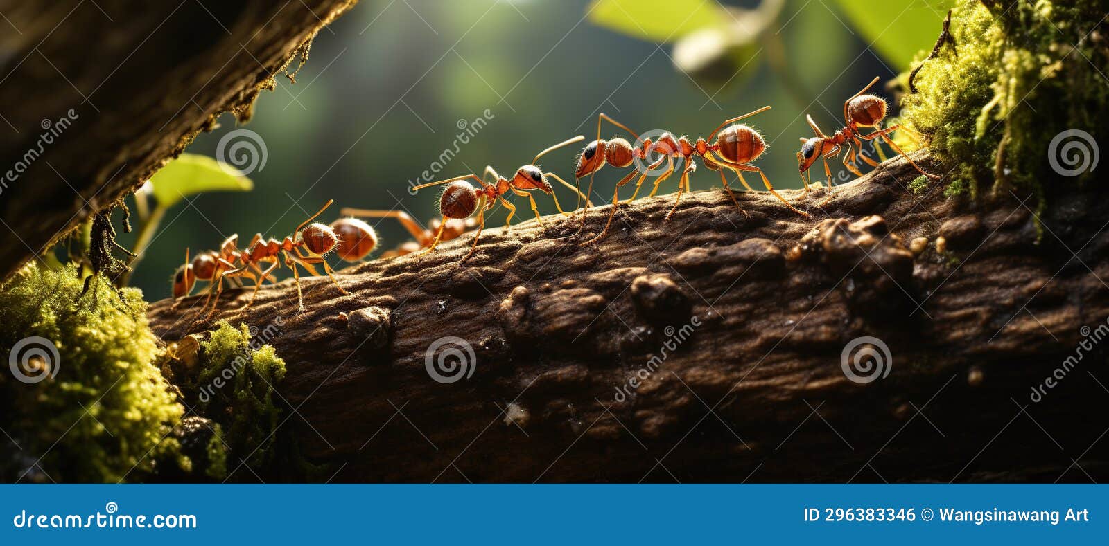 Ants Crawling on a Log in the Rainforest Stock Illustration ...