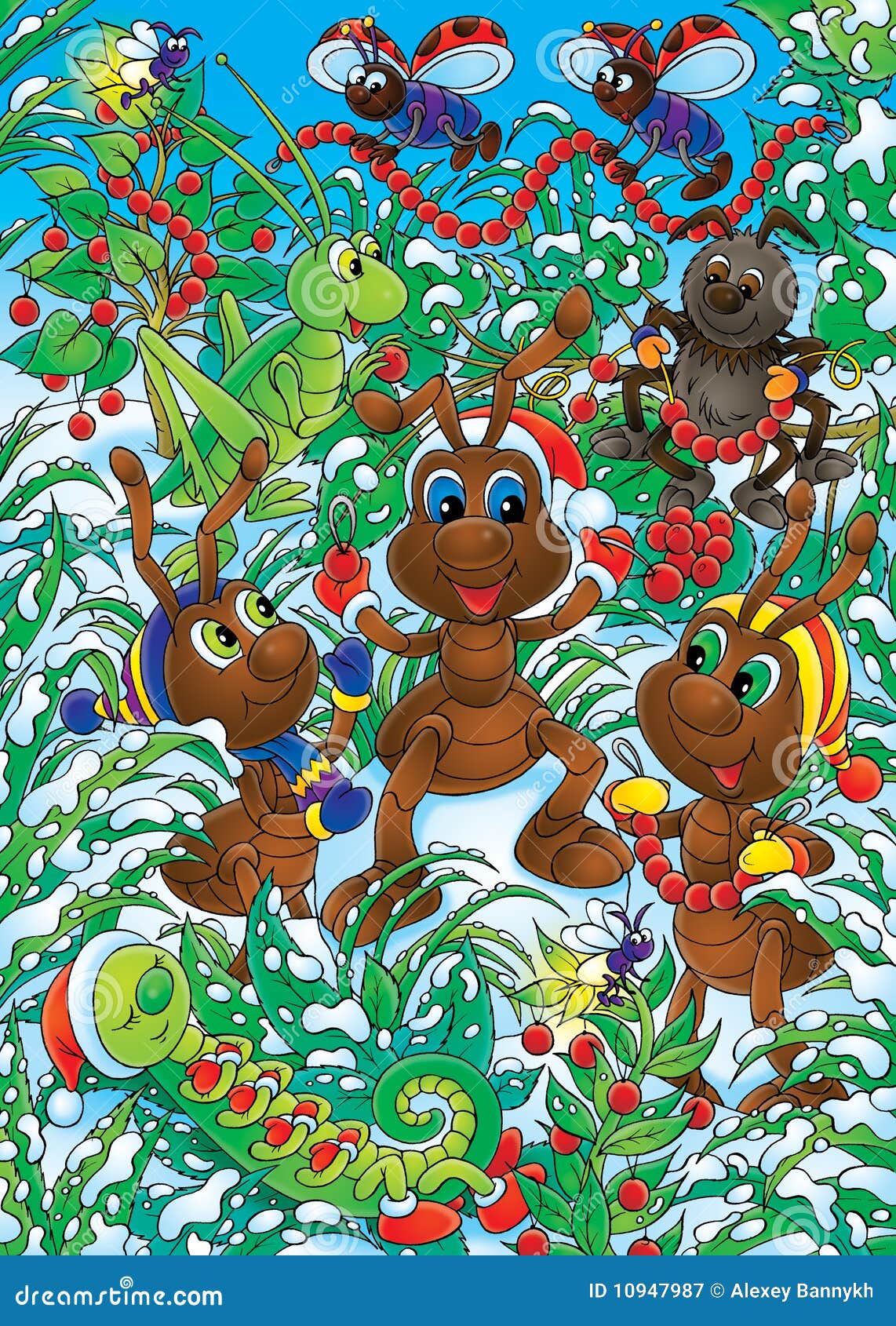 Ants Make the Christmas Decorations Stock Illustration - Illustration ...