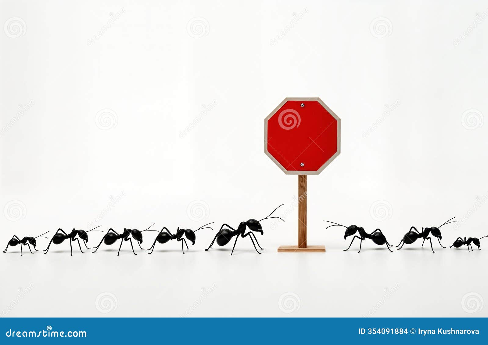 Ants March Towards Red Octagonal Stop Sign. Image Portrays Concept of ...