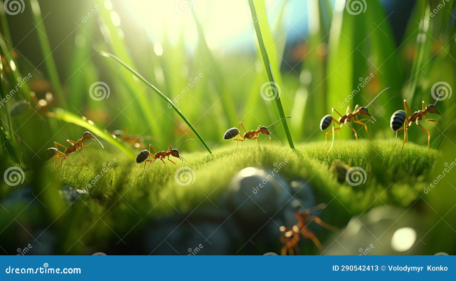 Ants Marching Across a Vibrant Green Field Stock Image - Image of grass ...