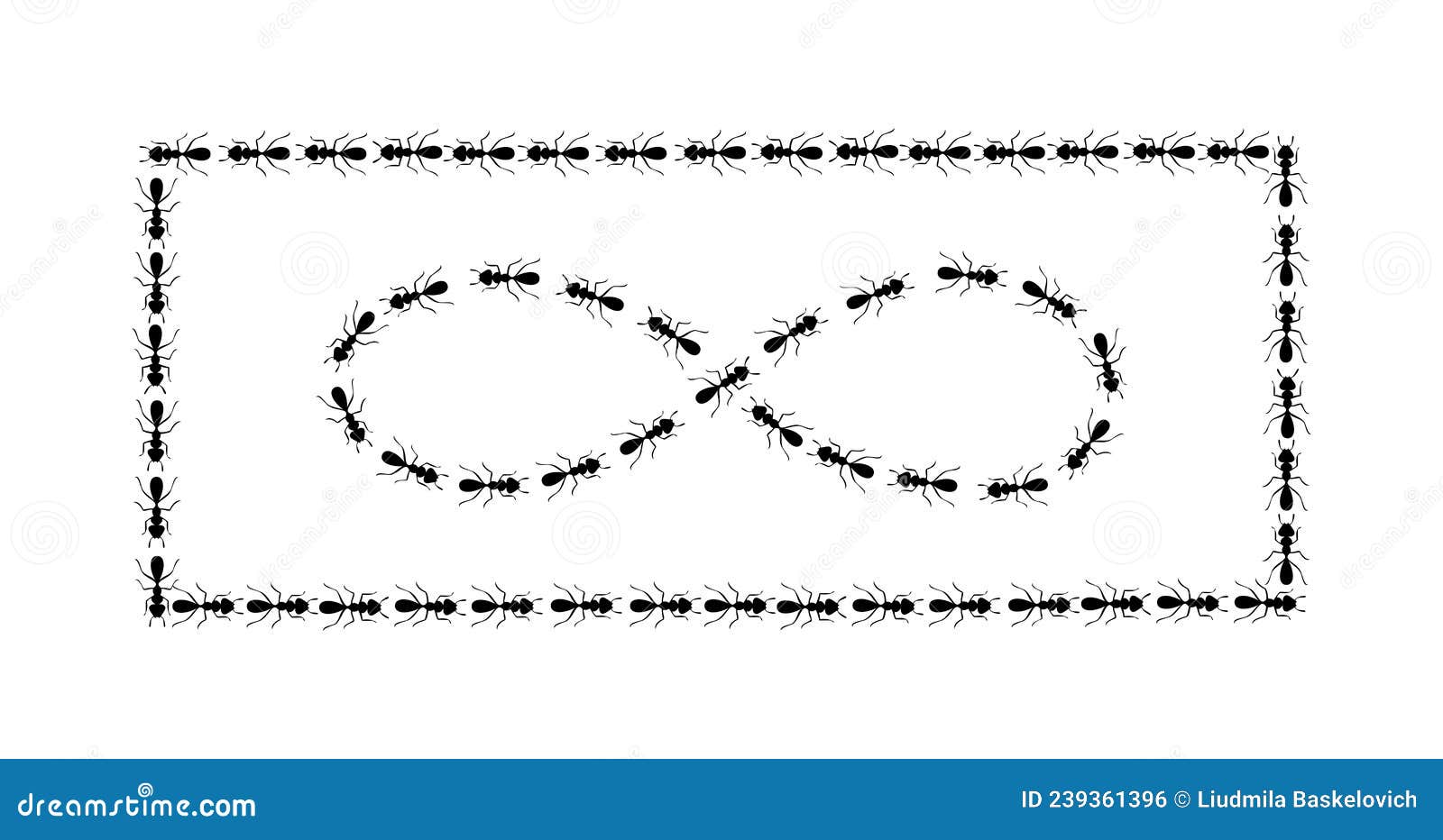 Infinity Ants Tattoo Design Vector Illustration Set. Black And White ...