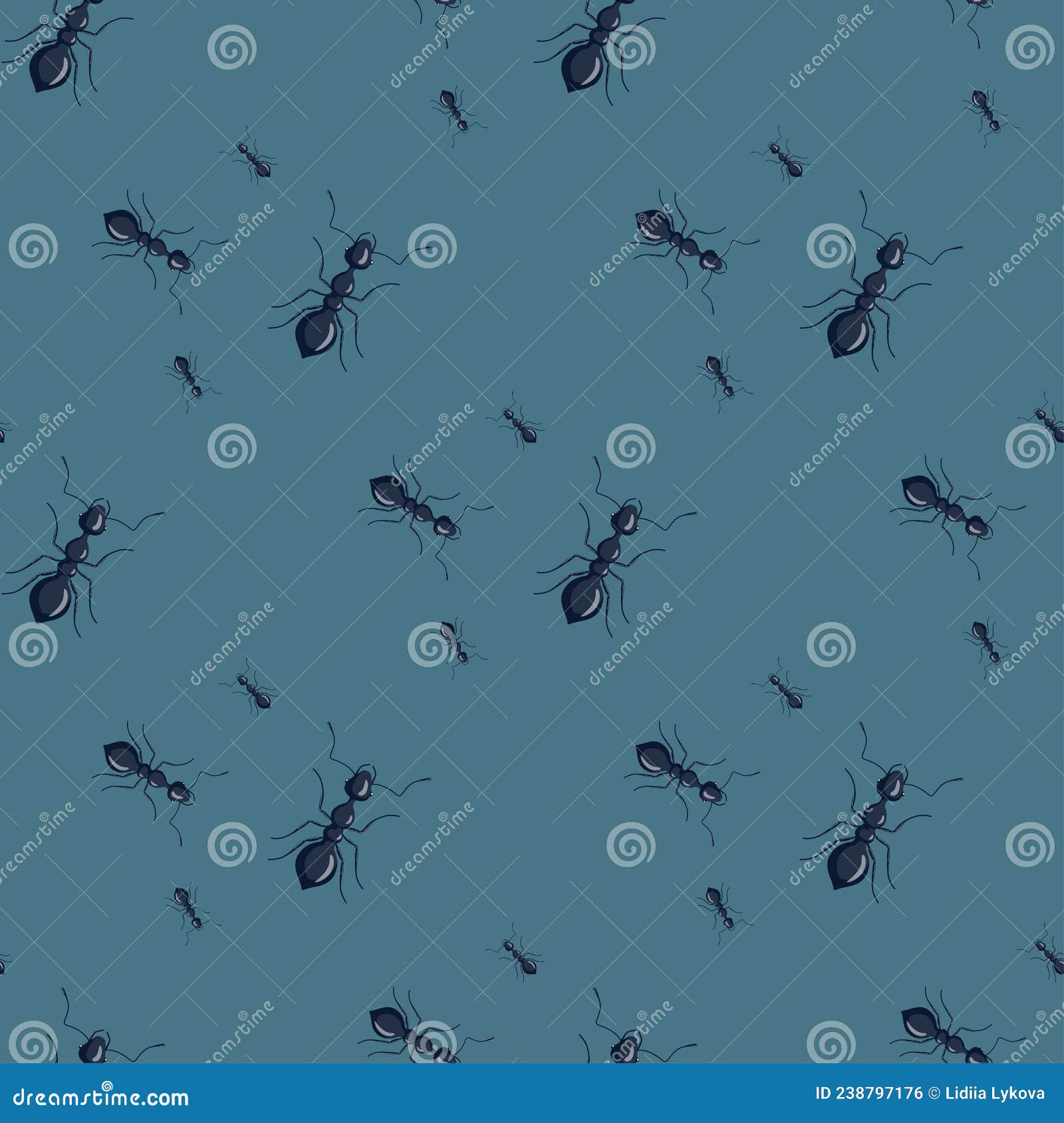 Ants Seamless Pattern. Insects on Colorful Background Stock Vector ...