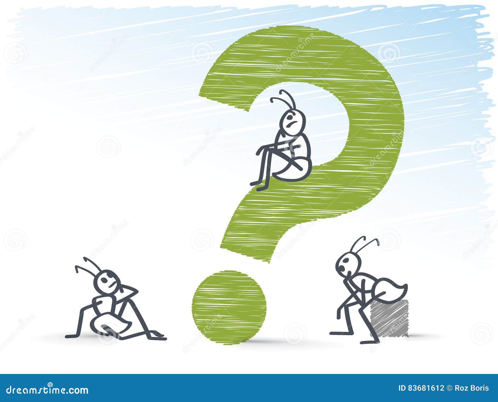 3 Ants Sitting Next To the Question Mark Stock Vector - Illustration of ...