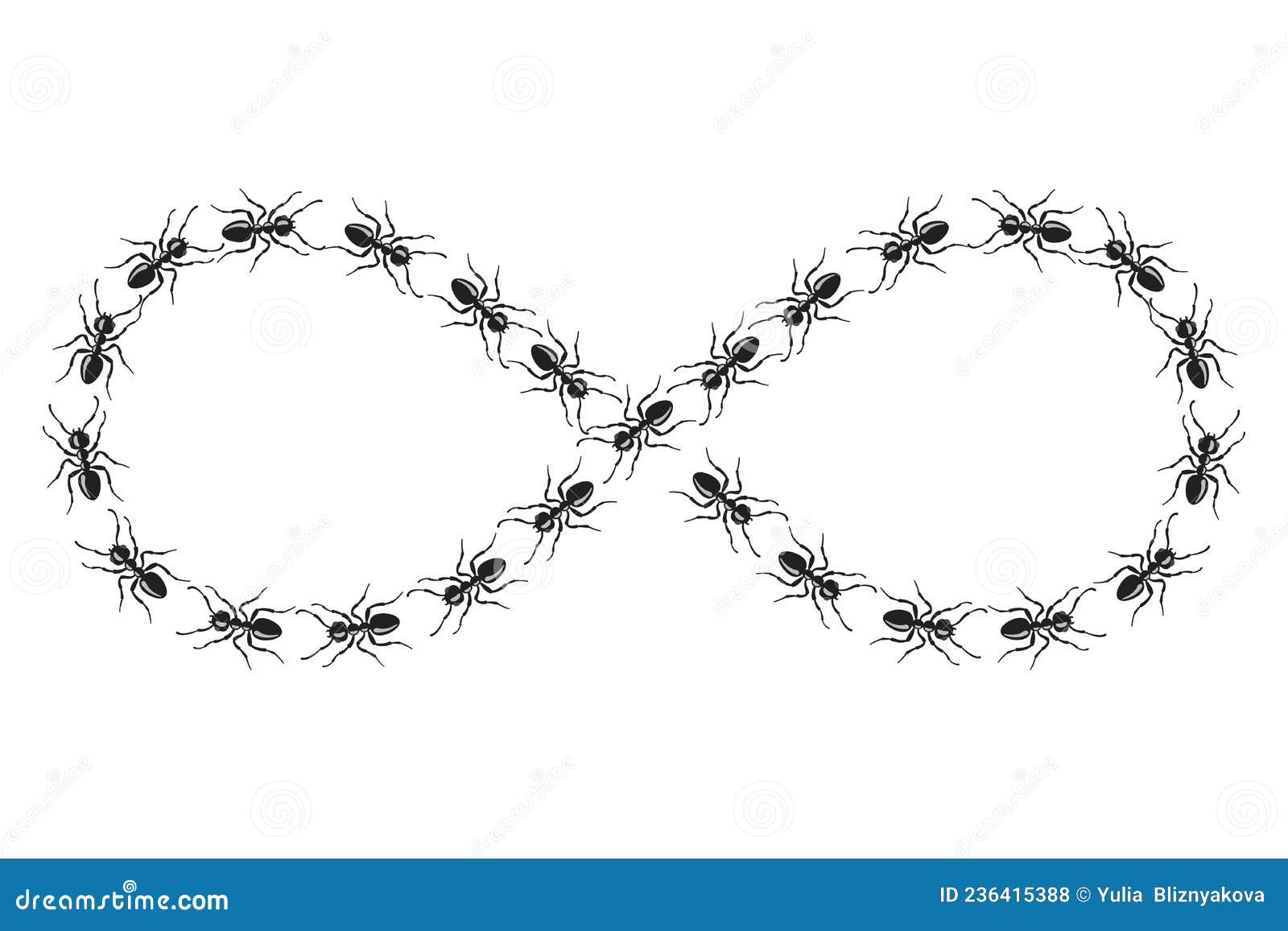 Infinity Ants Tattoo Design Vector Illustration Set. Black And White ...
