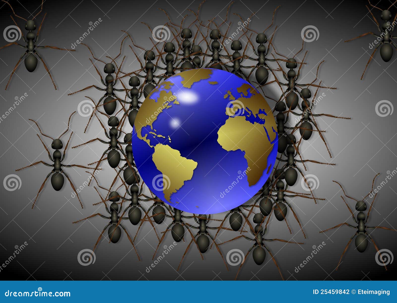 Ants and world stock illustration. Illustration of sphere - 25459842