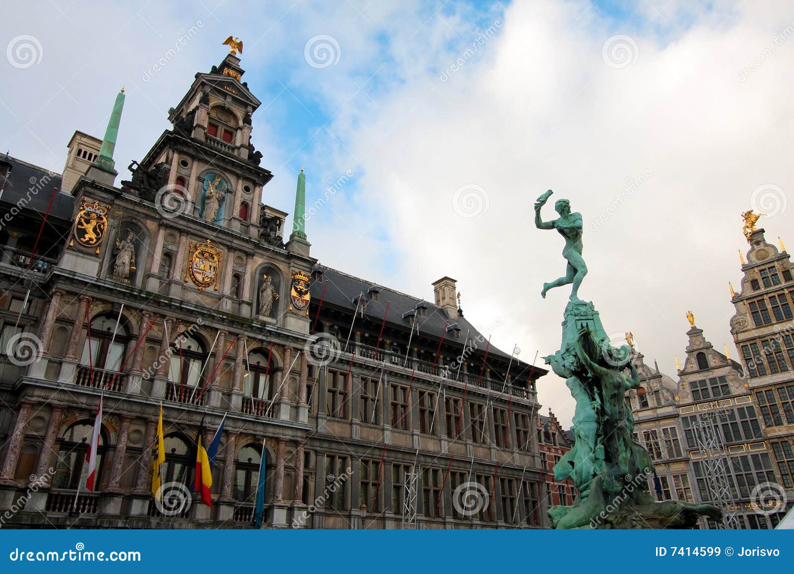 Antwerp, Belgium stock image. Image of statue, building - 7414599