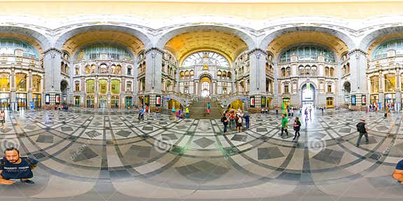 360 Degrees Panorama of Main Train Station. Equirectangular Projection ...