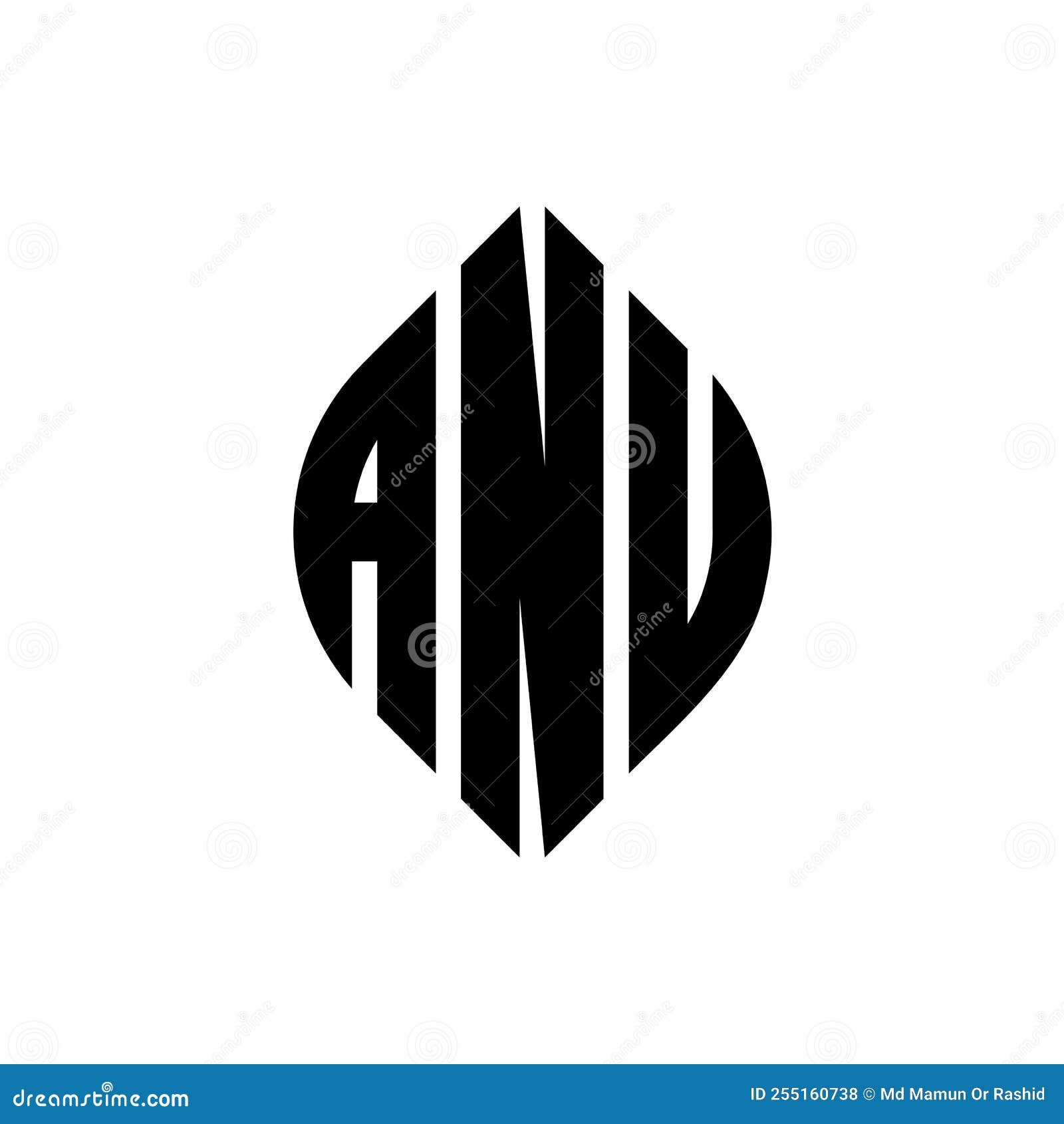 ANU Circle Letter Logo Design with Circle and Ellipse Shape. ANU ...